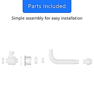 LOONGSHINET 1-1/4 Inch Bathroom Sink Drain Kit Flexible Expandable Anti-siphon Bottle Universal Sink Drain Assembly for Bathroom Tube S Trap, Bathroom Vanity Sink Drain Plumbing P Trap Pipe, White