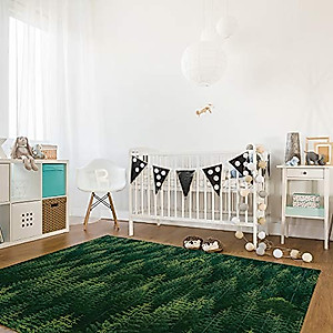 2'7''x 5' Forest Area Rug,Green Natrual Landscape Beautiful Tree Outdoor Indoor Washable Carpet Area+Rug for Living Room,Kids/Boys/Girls Bedroom,Bathroom,Classroom,Kitchen,Hallway,Throw Floor Mat