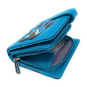 Shag Wear Wolf Paw Small Animal Wallet for Women and Teen Girls Vegan Faux Leather Light Blue 4.5"