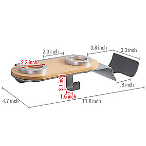 MyGift Wall Mounted Solid Beech Wood 6-in-1 Hair Dryer Storage Holder for Dyson Supersonic Hair Dryer with Stainless Steel Hook and Magnetic Rings for Hair Dryer, Diffuser, 3 Nozzles, and Power Plug