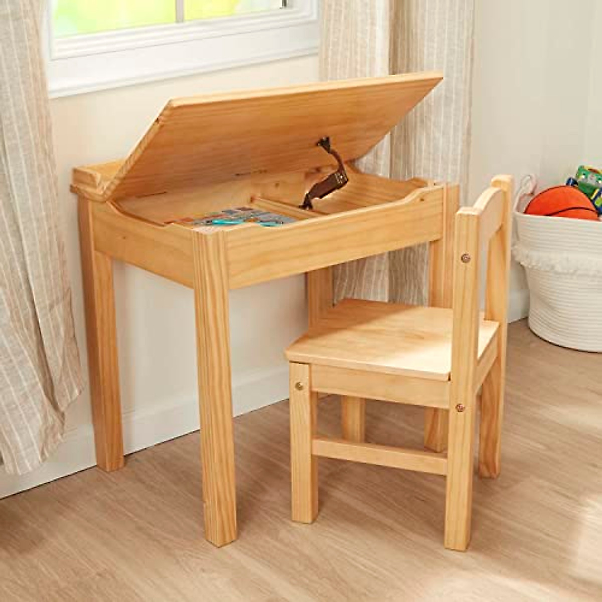 Melissa & Doug Wooden Lift-Top Desk & Chair - Honey