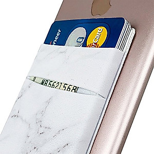 uCOLOR Two Pack Phone Card Holder Stretchy Lycra Wallet Pocket Credit Card ID Case Pouch Sleeve 3M Adhesive Sticker on iPhone Samsung Galaxy Android Smartphones (Black White Marble)