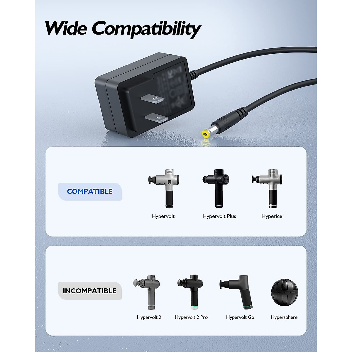 Massage Gun Charger Compatible with Hyperice Hypervolt 42000-038-00 SK03T1-2600100W2 SK03T-2400100Z SK03T1-2400100Z Battery Replacement Power Supply