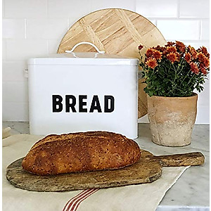 Bread Box for Kitchen Countertop - Extra Large Keeps 2+ Loaves Fresh - White Metal Bread Storage Container Bin for Modern Farmhouse Kitchen