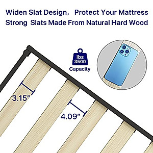 Founasia King Platform Bed Frame，18 Inches High Heavy Duty Metal Bedframe with Wide Wood Slats Hold up to 3500lbs,Noise-Free, No Box Spring Needed, 16-Inch Underbed Storage Space