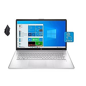 HP 2021 17 Laptop, 17.3-inch HD+ Touch Display, AMD Ryzen3 3250U Processor, 16 GB RAM, 256 GB SSD + 1TB HDD, WiFi, Webcam, Long Battery Life, Windows 10, Silver (Latest Model) (Renewed)