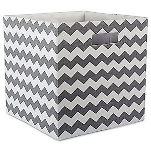 DII Collapsible Polyester Storage Cube, Chevron, Gray, Large