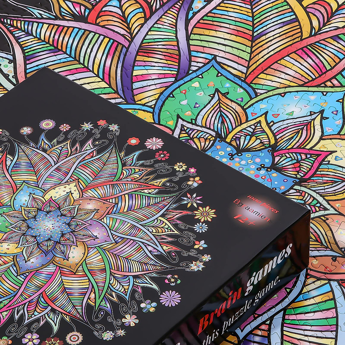 Bgraamiens Puzzle-Flower Whisper-1000 Pieces Round Puzzle Color Challenge Jigsaw Puzzles for Adults and Kids