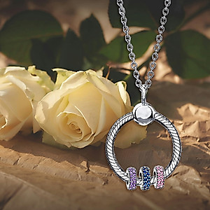 QeenseKc Inspiration Pave Spacer Charm Bule Birthstone Bead Birthday Gift for Pandöra Bracelet