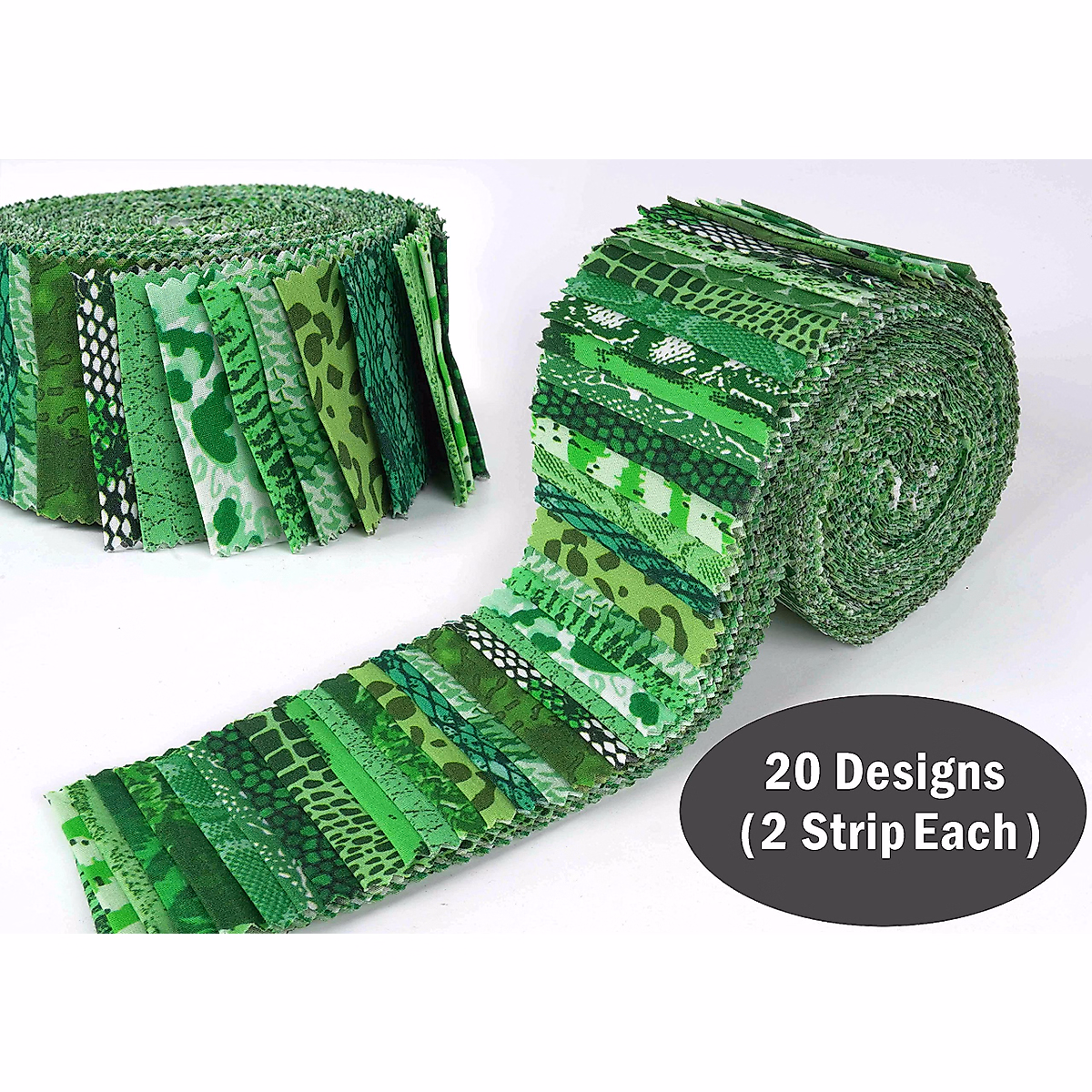 Soimoi 40Pcs Tie Dye Print Cotton Precut Fabrics for Quilting Craft Strips 2.5x42inches Jelly Roll - Green