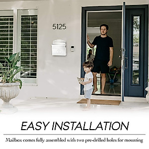 NACH Mailboxes for Outside Wall Mount, 11.5 x 5 x 13 inches, White Mailbox for Door, Waterproof Mailbox for Outside - The Chelsea Mailbox