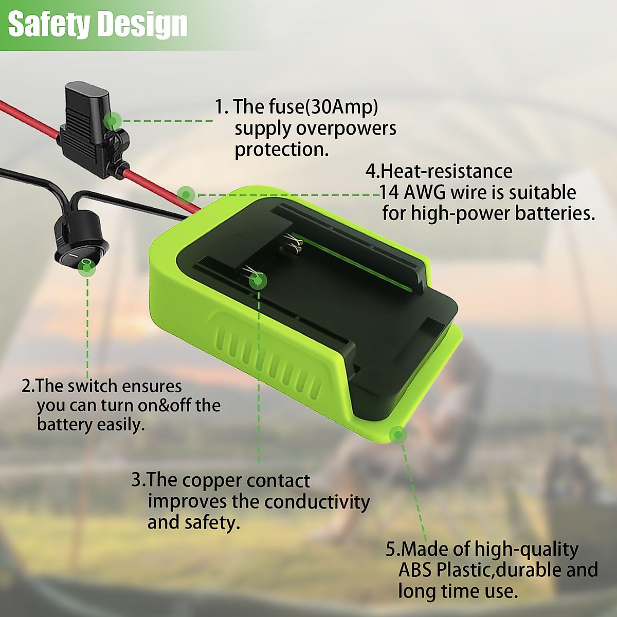 Laimiao Power Wheel Adapter for Ryobi 40V Battery Dock Battery Adapter with Fuse & Wire Terminal,14 Gauge Wire Power Convertor for Rc Car, Robotics, DIY use, and Work Lights