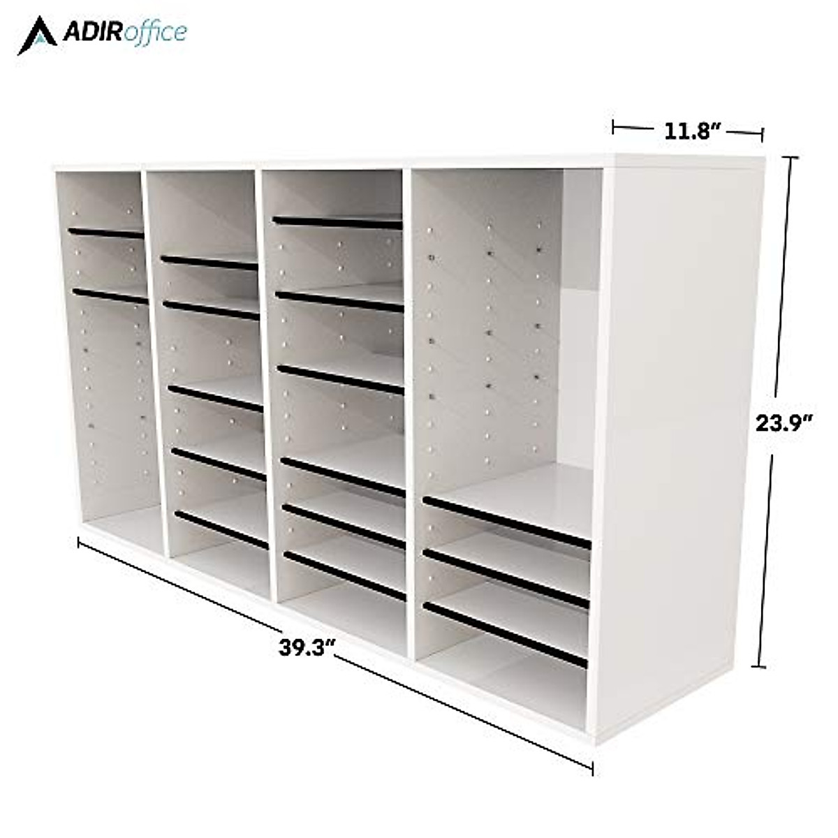 Adir Wooden Literature Organizer Sorter - Stackable Mail Craft Paper Storage Holder with Removable Shelves for Office, Classrooms, and Mailrooms Organization (36 Compartment, White)