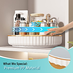 Lazy Susan Organizer, Rotating Spice Rack Turntable for Storage Kitchen Cabinet Pantry Fridge Bins Can Jars (White - 10 inch)