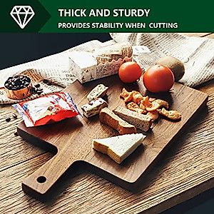VANDROOP Walnut Cutting Board with Handle, Hanging Wood Cutting Board/Butcher Board/Cheese Bread Board/Cooked Food Board Kitchen,16" x 10" x 0.8" Square Cutting Board,Charcuterie Boards