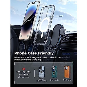 Wireless Car Charger, UGDLUCK 15W Fast Charging Car Charger Mount with Colored Lights Dashboard Windshield Air Vent Car Phone Holder fit for iPhone 14 13 12 11 Pro Max,Samsung Galaxy S23 S22 S21,etc