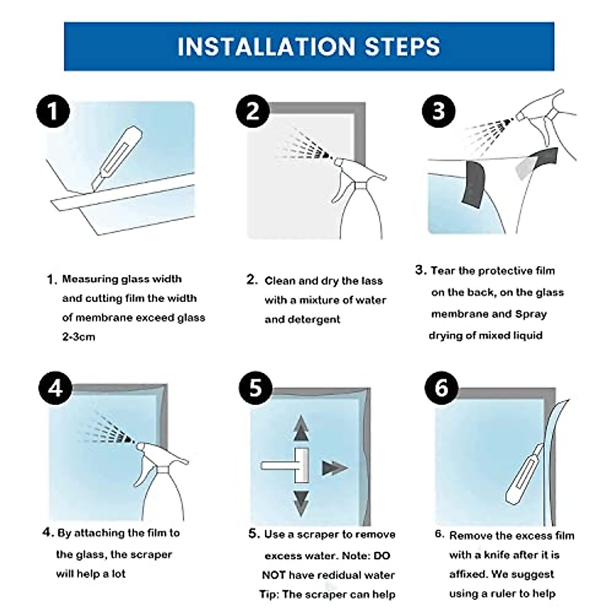 Crafts Graphy Window Film One Way Daytime Privacy Mirror Film, Non-Adhesive Static Cling, Heat Control Sun Blocking Anti UV Reflective Window Tint for Home and Office, Silver, 23.6 Inch x 6.5 Feet
