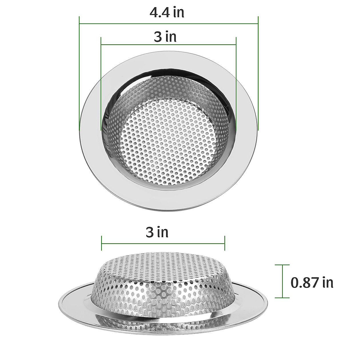 3PCS - Windran Kitchen Sink Drain Strainer and Sink Drain Stopper Set, Upgraded Double-Layer Safe Design for Most Kitchen Sink Drain Basket (4.5 Inch)
