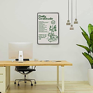 Room Decor Aesthetic Wall Decor Daily Gratitude Inspirational Metal Tin Sign, Green Boho Home Coffee Room Wall Office Decor 8X12Inch
