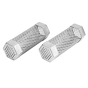 Pellet Smoker Tube, 2Pcs Outdoor Smokers BBQ Grill Smoker Tube Mesh Tube Pellets Smoke Box 6in Stainless Steel Barbecue Accessory for Electric Gas Charcoal