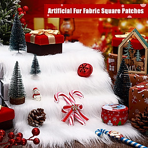 4 Pcs Christmas Faux Fur 10 x 20 Inch Faux Fur Fabric Squares Shaggy Fluffy Fabric Patches Ultra Soft Plush Craft and Hobby Fabric Craft Supply, Halloween Costume, Decoration (White)