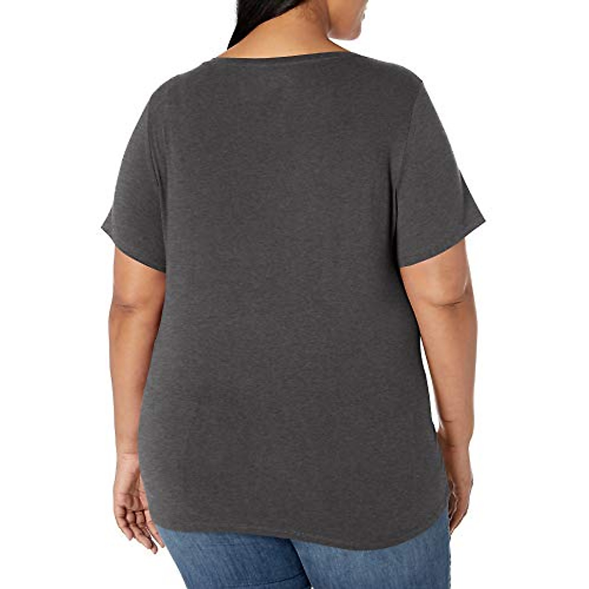 Amazon Essentials Women's Short-Sleeve V-Neck T-Shirt (Available in Plus Size), Charcoal Heather, 3X