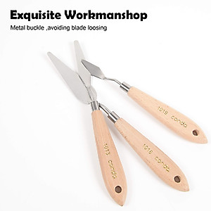 CONDA Artist Palette Knife Set - 5 Pieces Painting Knives for Acrylic, Flexible Stainless Steel Spatula Pallet knife for Mixing Color, Spreading, Applying Oil Paint on Canvases, Wood Handles