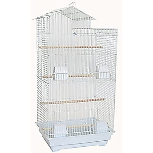 YML A6894 3/8" Bar Spacing Tall Villa Top Small Bird Cage, White, 18" x 14"