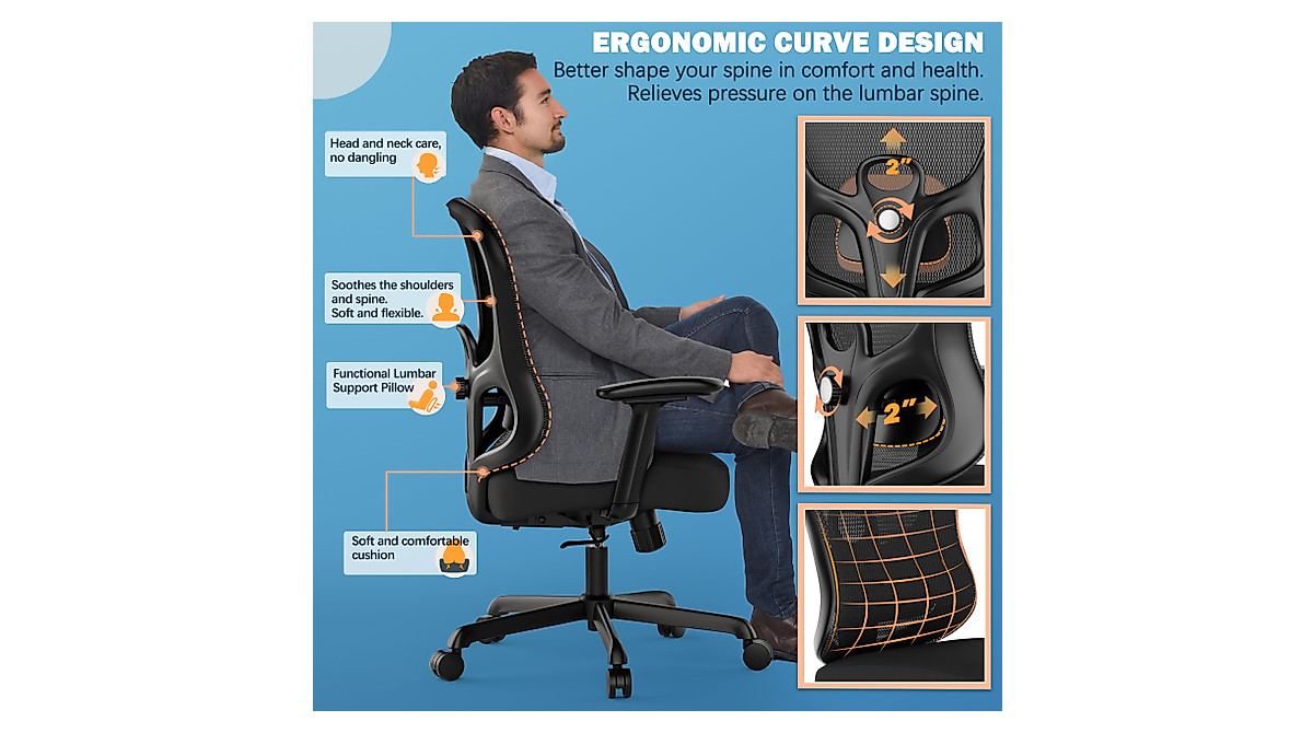 ELABEST Ergonomic Office Chair,Home Desk Chair with Mesh Back ...