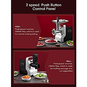 Electric Meat Grinder Heavy Duty - 5 in1 Home Meat Grinder - 3000W Max Powerful - Sausage Stuffer - Slicer/Shredder/Grater - Kubbe & Tomato Juicing Kits - 3 Stainless Steel Grinding Plates - Size #12
