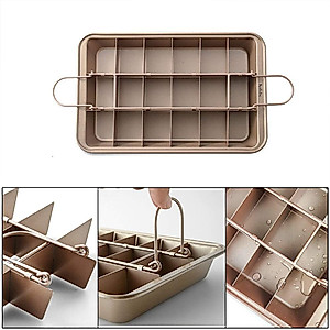 Kofebe Brownie Pan, Non-Stick Brownie Baking Pan with Dividers, Brownie Cutter,Brownie Tray,18 Pre-slice Brownie Baking Tray 12 X 8 X 2‘’