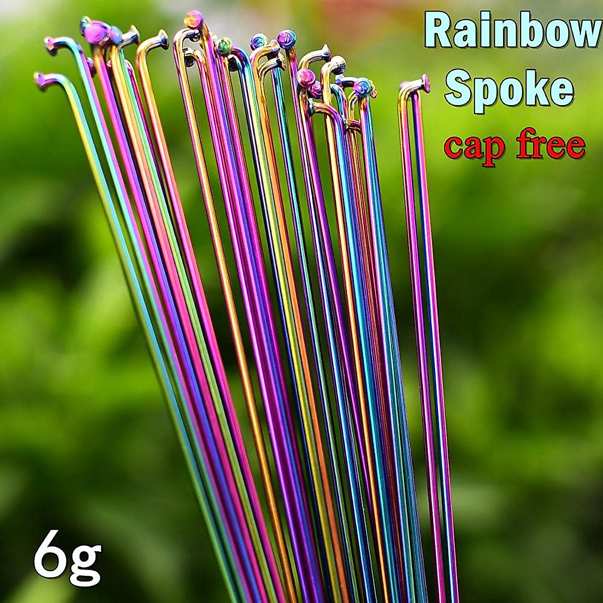 JINYAWEI Spokes Nipples Bicycle Spoke Wire Vacuum Plating Rainbow Spokes 26 27.5 29 Inch Spoke Spoke Cap Mountain/Road Bike 304 Stainless Steel 14G Cycling Spokes (Color : 291MM X 10pcs)