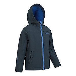Mountain Warehouse Exodus Kids Softshell Jacket with Hood - Girls Boys Coat Navy 9-10 Years