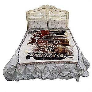 Pure Country Weavers Earthmarks Blanket by David Manje - African Cultural Gift Tapestry Throw Woven from Cotton - Made in The USA (72x54)