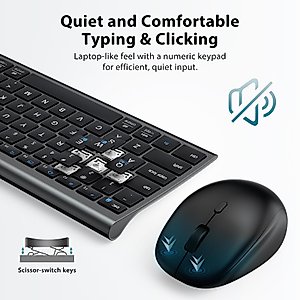iClever DK05 Bluetooth Keyboard and Mouse Combo - 2.4G Wireless Rechargeable Keyboard Mouse, Compact Design with Numeric Keypad, Multi-Device Connection, Comfortable Typing for PC/Laptop/Windows/Mac
