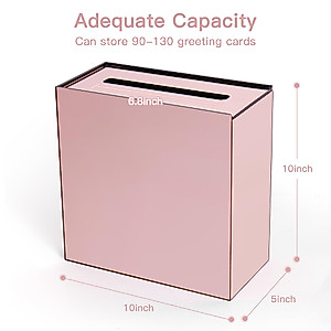 lesolar Acrylic Card Box 10’’ Rose Gold Wedding Card Box DIY Card Box for Wedding Birthday Party Graduation Reception Wishing 10x10x5 in