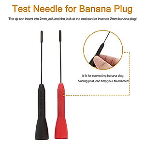 iplusmile Multimeter Tester Test Leads Test Probe Pins Multimeter Probes Tips, Extended Fine Point Tip Adapter Set Electronic Test Lead for Banana Plug Multimeter 2mm, 2pcs