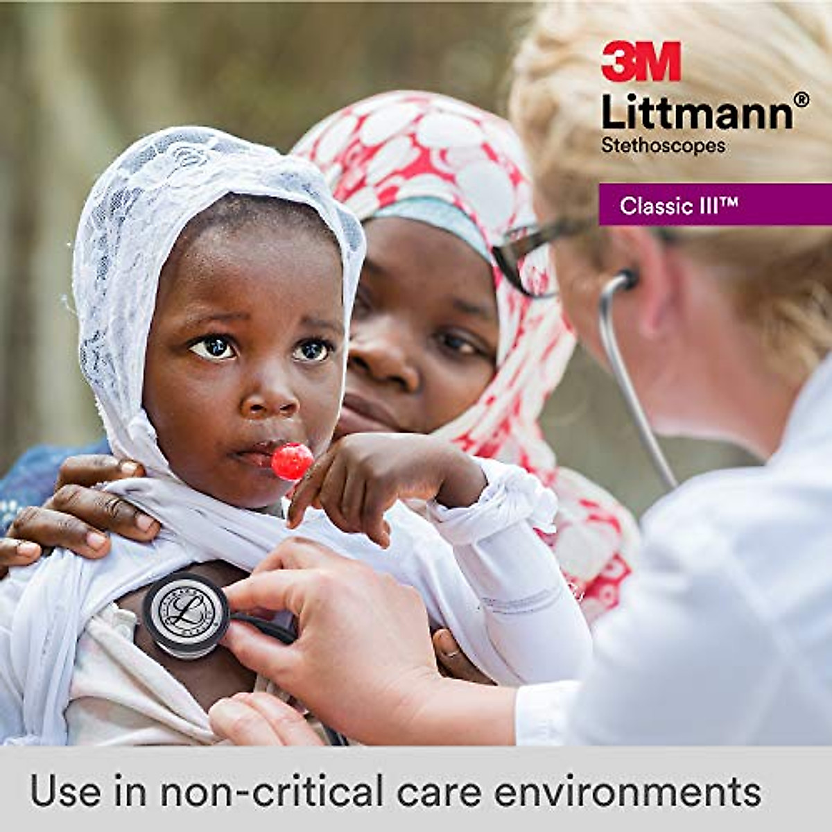 3M Littmann Classic III Monitoring Stethoscope, Black Tube, 27 inch, 5620