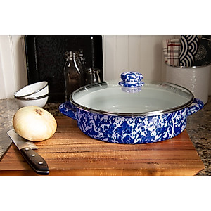 Golden Rabbit Enamelware - Cobalt Swirl Pattern - 5qt Saute Pan