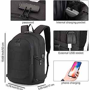 Tzowla Laptop Backpack for Men Women,Travel Work Security Anti Theft Water Resistant Durable Computer Bookbags with USB Charging Port,Gifts, Fit 14.3/15.6 inch Accessories