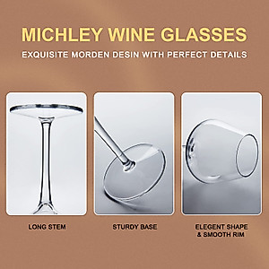 MICHLEY Unbreakable Tritan Plastic Wine Glasses Set of 2(18oz), Red Wine Glass with Long Stem, White Wine Drinking Cup Glassware