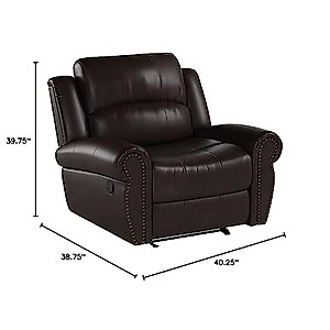 Christopher Knight Home Gavin Bonded Leather Gliding Recliner, Brown, 38.75D x 40.25W x 39.75H in