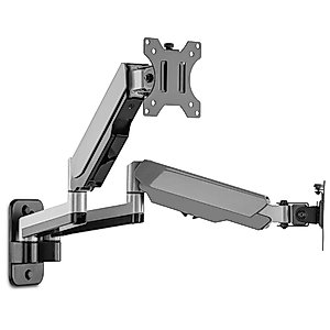 AVLT Dual Extended 13"-32" Monitor Wall Mount fits Two Flat/Curved Computer Monitor Full Motion Height Swivel Tilt Rotation Adjustable Monitor Arm - VESA/Cable Management
