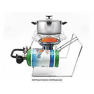 Flame King FK-AD010CGA Multi-Use Portable Propane Heater/Cooker 15,000 BTU for Camping, Ice Fishing, and Backpacking Trips, Silver