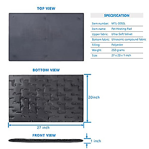 Mantuole Pet Heating Pad, Portable USB Power Heated Pet Mat for Puppy and Kitty, 27x20 inch, for Small to Medium Size Dog and Cat. Keep Your Pets Warm Both Outdoor and Indoor. (Battery NOT Included)