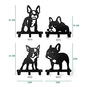 YOURNELO Cute Ironwork Puppy French Bulldog Dog Art Wall Mounted Decorative Coat Rack Hooks (A1)