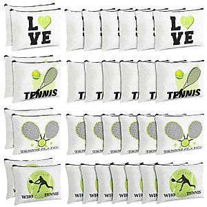 Sadnyy 32 Pcs Tennis Gifts Tennis Makeup Bag Zipper Portable Storage Cosmetics Case Inspirational Cosmetic Bags Travel Pouches Tennis Accessories for Women Girls Lovers Players Coach Friend Sister