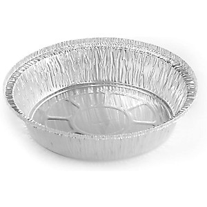 Mr. Miracle Pack of 50 Disposable Aluminum Foil Pans –7 Inch Circular Aluminum Pans, Ideal for Baking, Storing, Heating, Serving, BBQ - Round Foil Pans