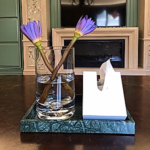 StonePlus Natural Marble Storage Vanity Tray, Cosmetics Jewelery Tray, Kitchen Organizer, Coffee Table Tray (Dark Green, 11.8L x 7.87W x 1.18H)