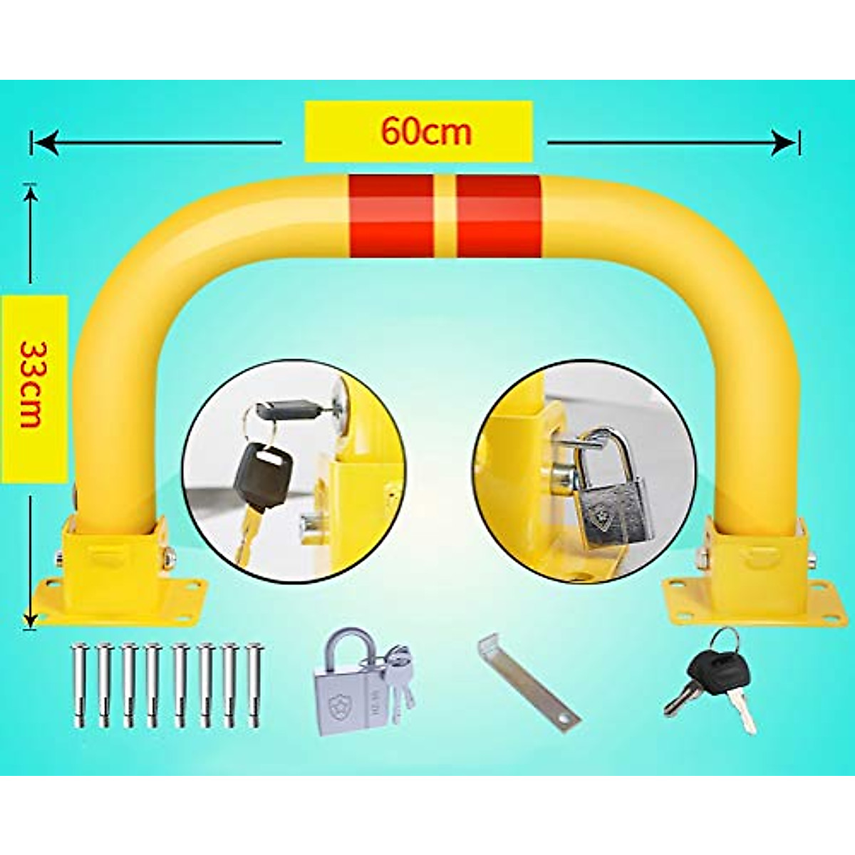 Parking Posts Lockable, Private Car Parking Latch Space Lock, Space Saver Car Park Driveway Guard Saver, Easy Installation, Against Pressure (Size : 80cm×33cm) (60cm×33cm) () ()